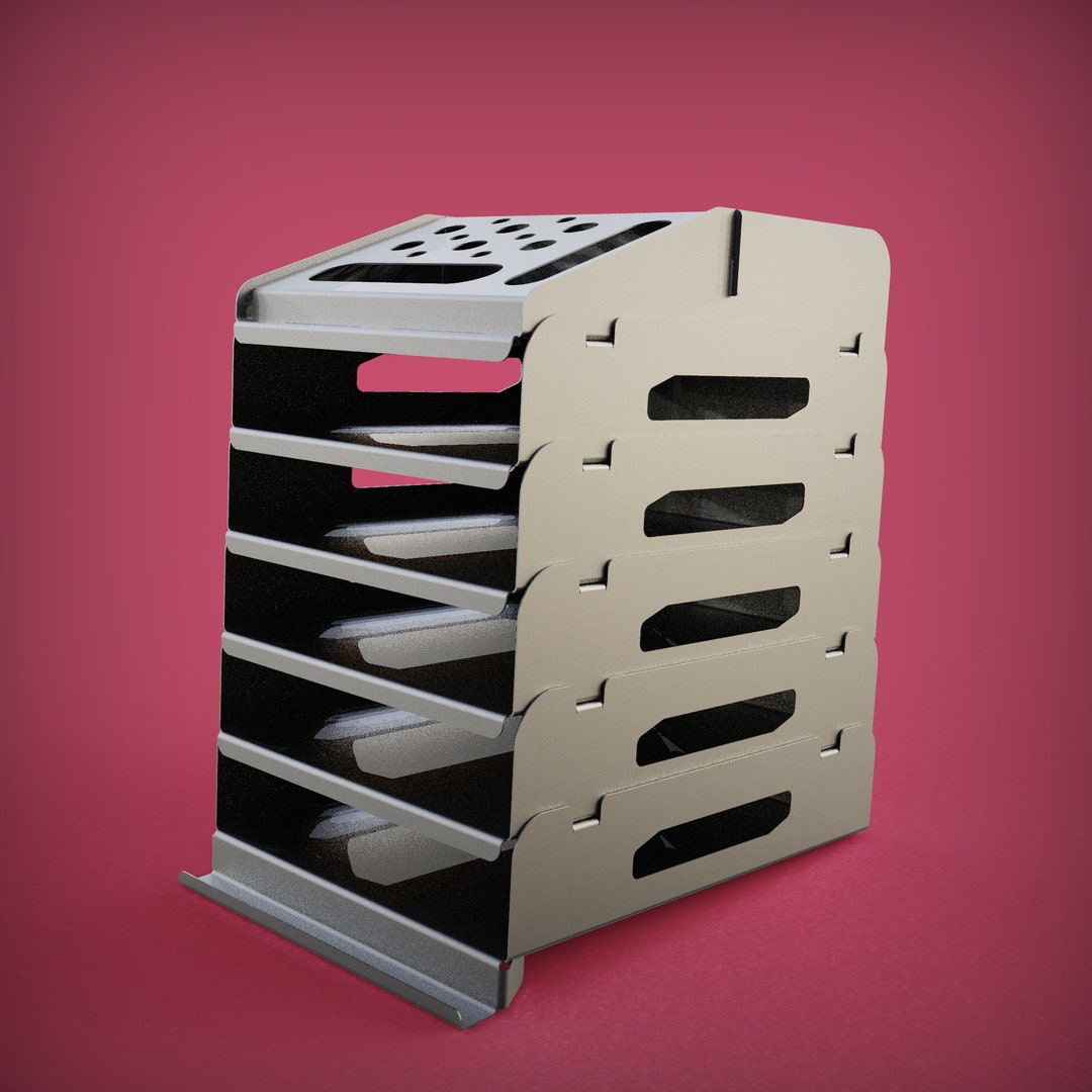 A4 Metal Desktop Organizer Shelf DXF Files: DIY Laser Cut Project - Etsy