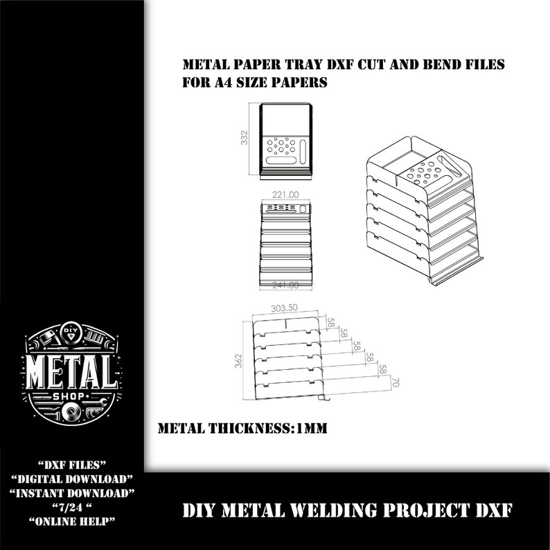 Bundle A3 A4 A5 Organizer Desktop Shelves Sheet Metal Dxf Files, A4 ...