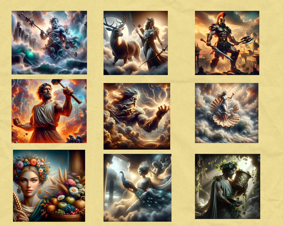 Greek Mythology Wall Art Bundle, Printable Greek Mythology AI Art ...