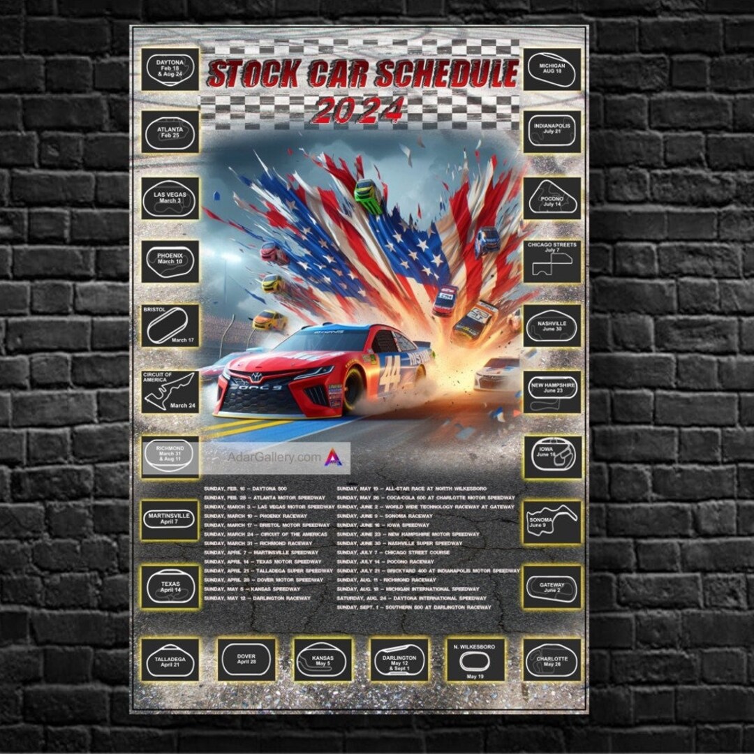 STOCK CAR Schedule for 2024 20 X 30 Poster - Etsy