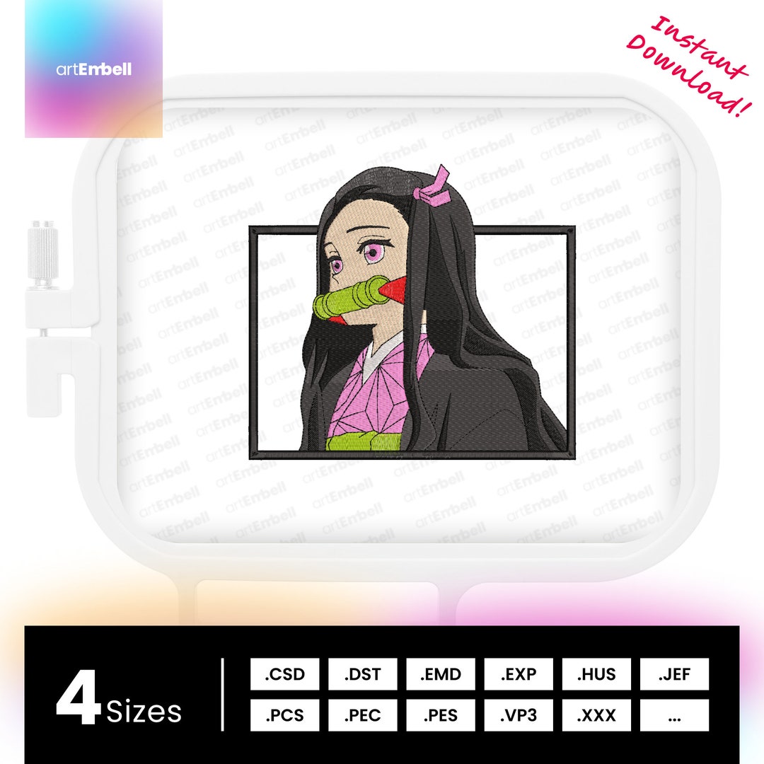 Nezuko Kamado Anime Embroidery Design for Machines, Inspired by Demon ...