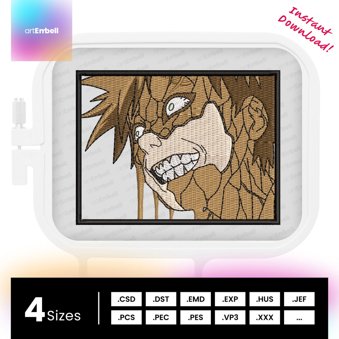 Gaara Anime Embroidery Design for Machines, Inspired by Gaara Naruto ...