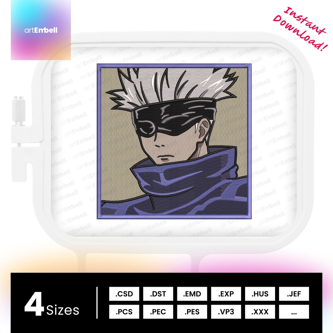 Gojo Satoru Anime Embroidery Design for Machines, Inspired by Jujutsu ...