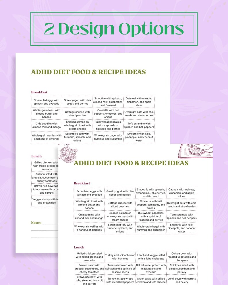 ADHD Meal Planner Adhd Diet Plan Chart Adhd Foods List Adhd Grocery ...