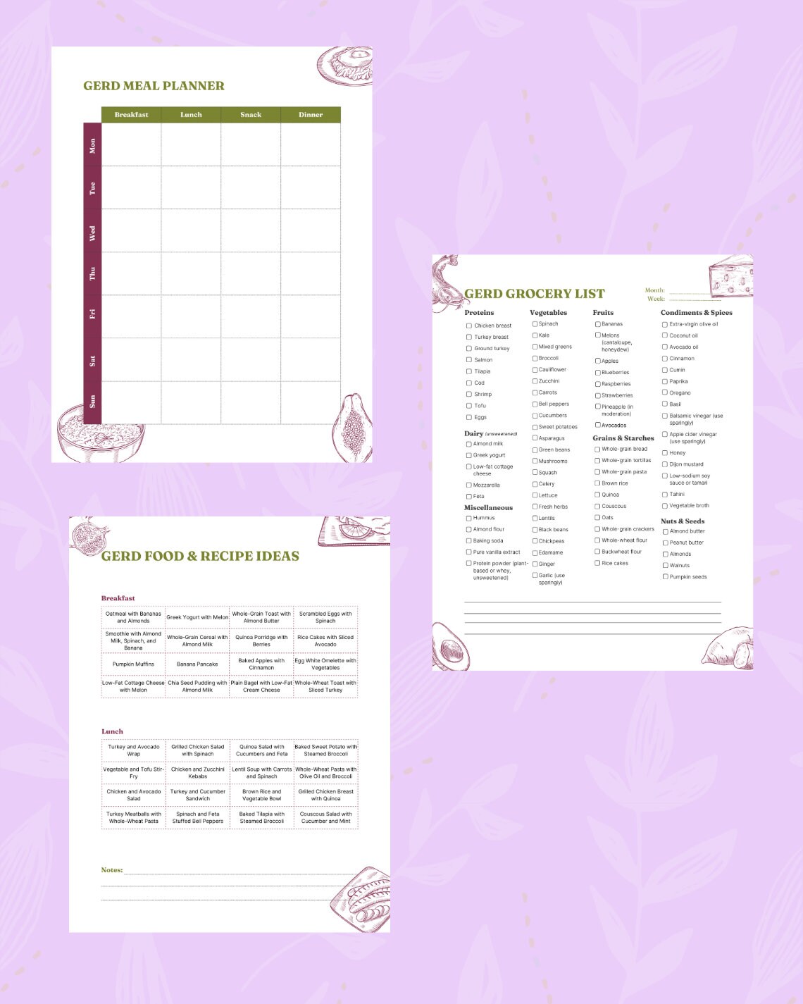 GERD Foods List | GERD Diet Plan | GERD Grocery List | Gerd Meal Plan ...