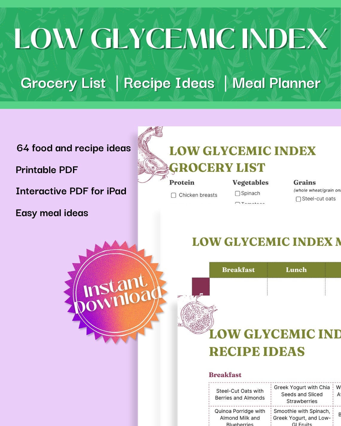 Low Glycemic Index Food List | Low GI Diet Planner | Low Glycemic Index ...