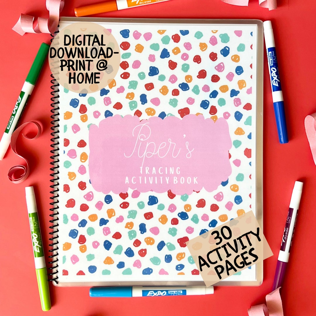Personalized Tracing Activity Book Pink Custom Kids Trace Preschool ...