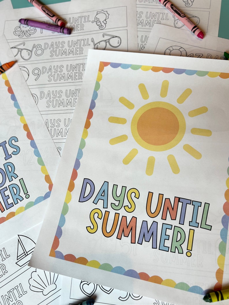 Summer Countdown Calendar Paper Chain Printable for Kids Color Your Own ...