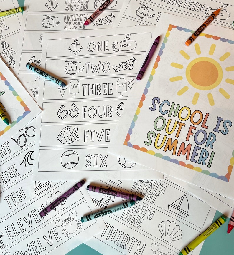 Summer Countdown Calendar Paper Chain Printable for Kids Color Your Own ...