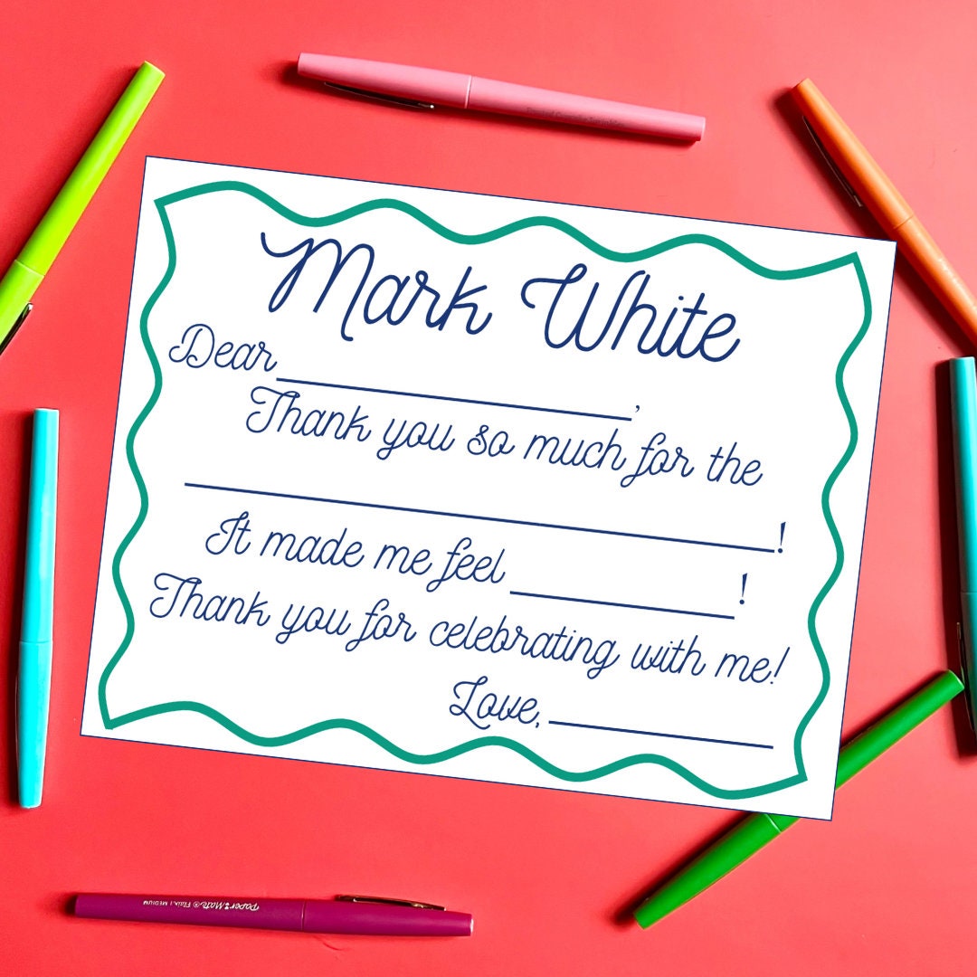 Kids Personalized Thank You Card Fill in the Blank Thank You Printable ...