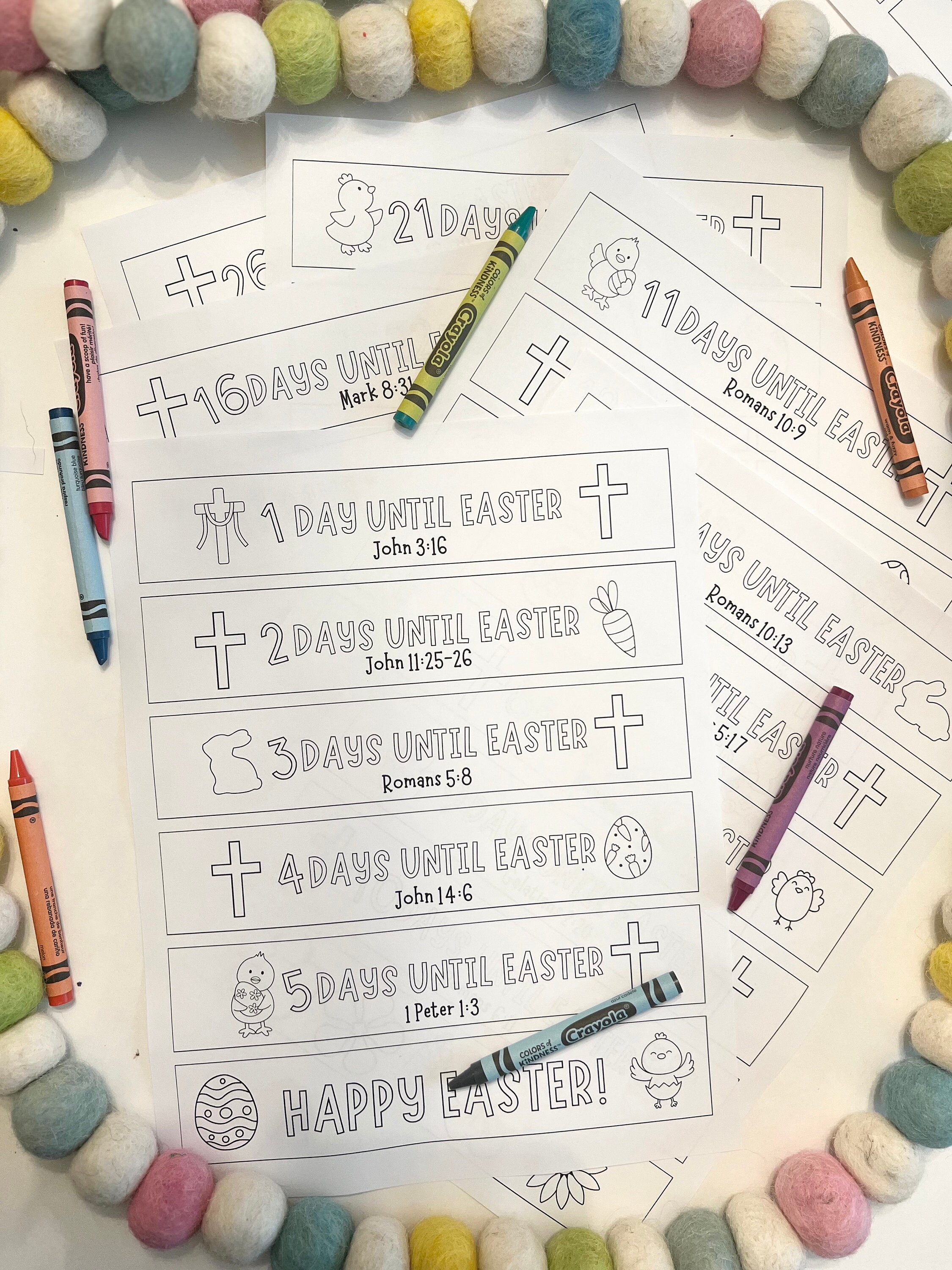 Easter Paper Chain Printable for Kids Lent Countdown Coloring Easter ...