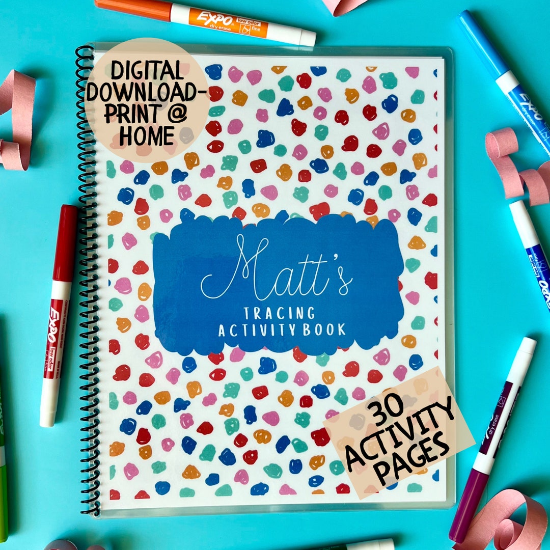 Personalized Tracing Activity Book Blue Custom Kids Trace Preschool ...