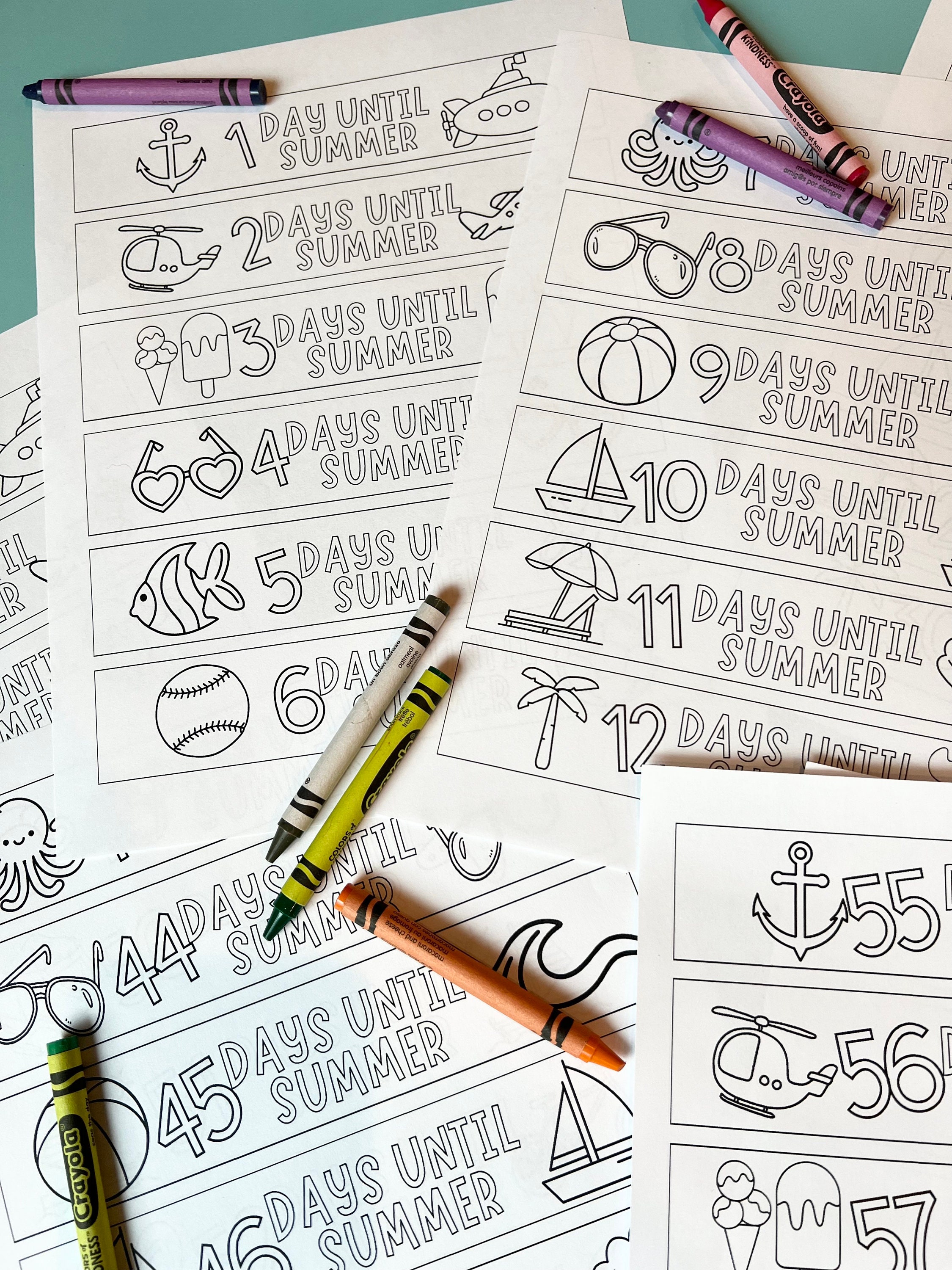 Summer Countdown Calendar Paper Chain Printable for Kids Color Your Own ...