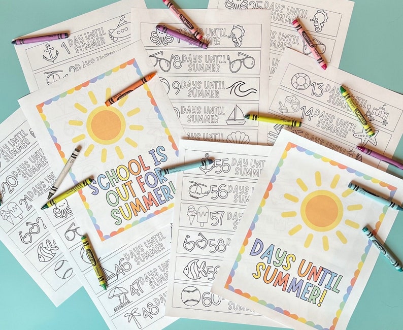 Summer Countdown Calendar Paper Chain Printable for Kids Color Your Own ...