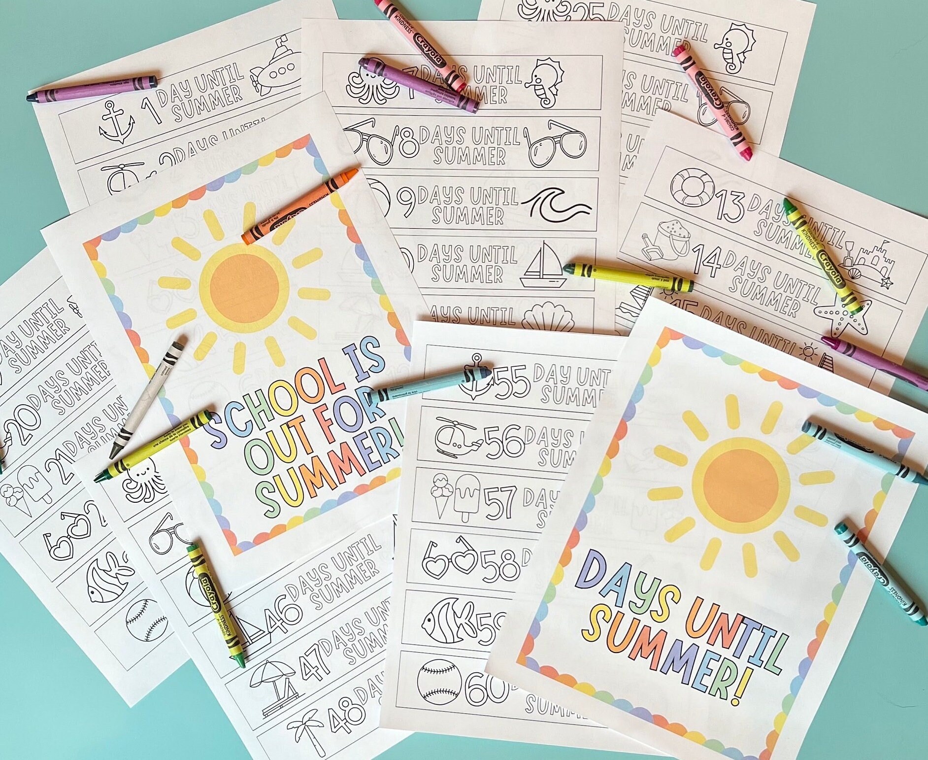 Summer Countdown Calendar Paper Chain Printable for Kids Color Your Own ...