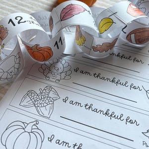 Thanksgiving Paper Chain Printable Kids Countdown Fall Calendar ...