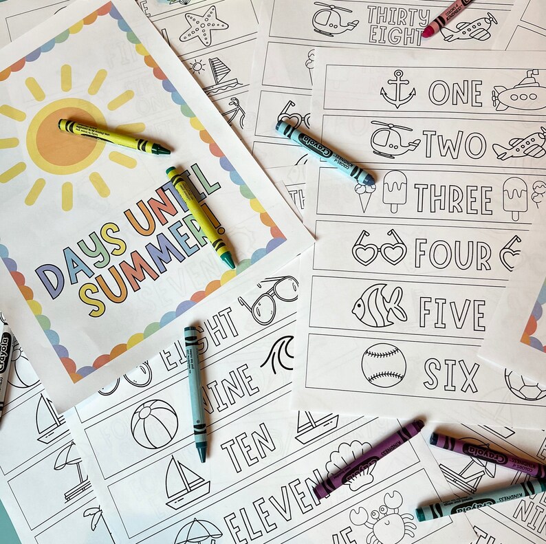 Summer Countdown Calendar Paper Chain Printable for Kids Color Your Own ...