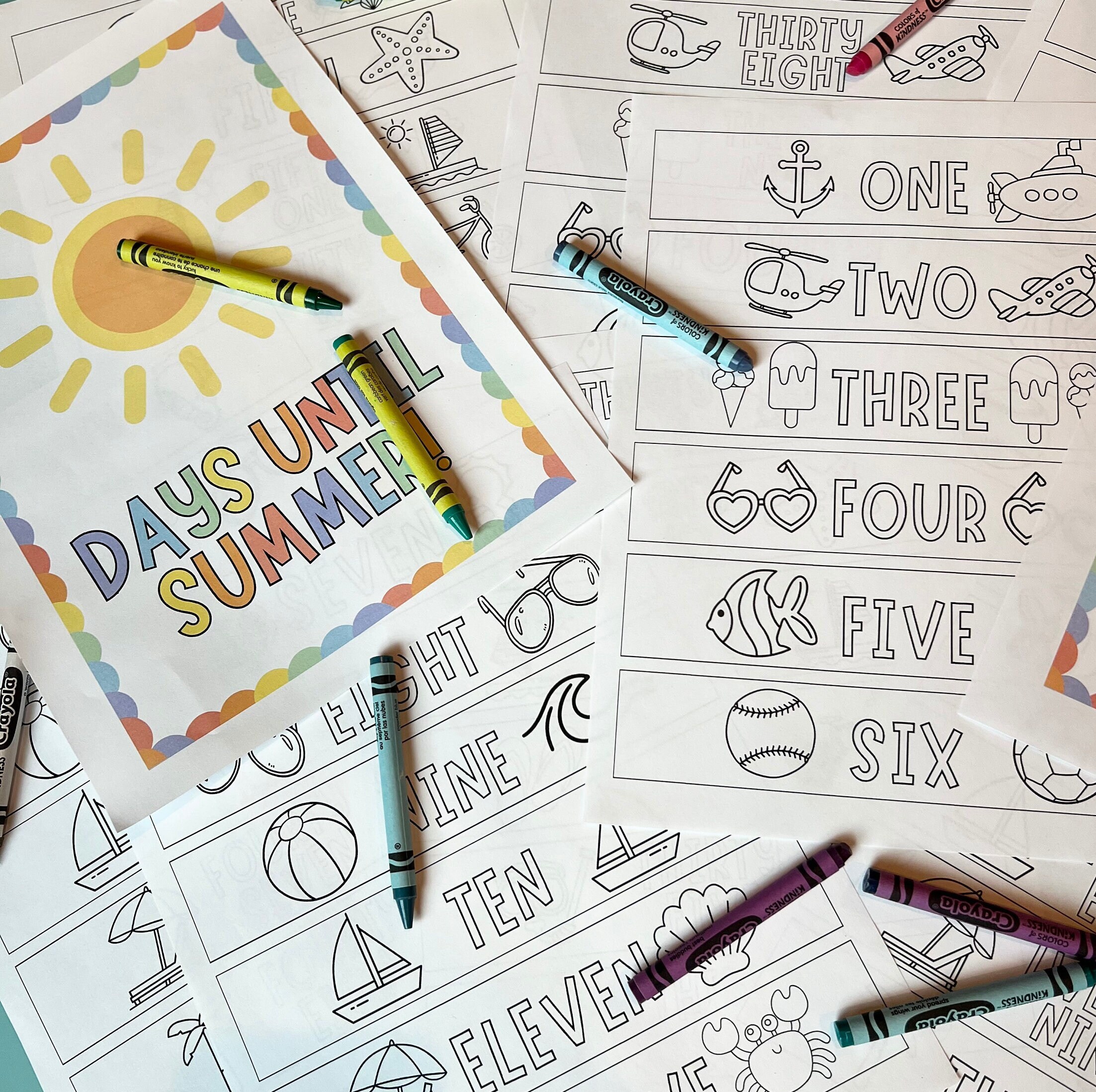 Summer Countdown Calendar Paper Chain Printable for Kids Color Your Own ...