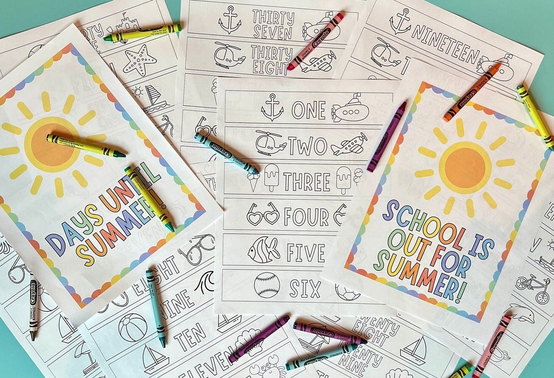 Summer Countdown Calendar Paper Chain Printable for Kids Color Your Own ...