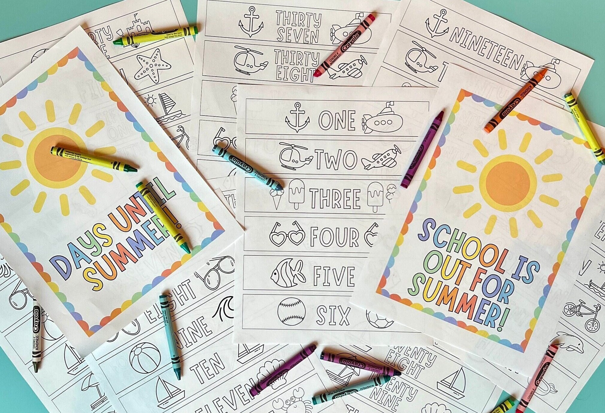 Summer Countdown Calendar Paper Chain Printable for Kids Color Your Own ...