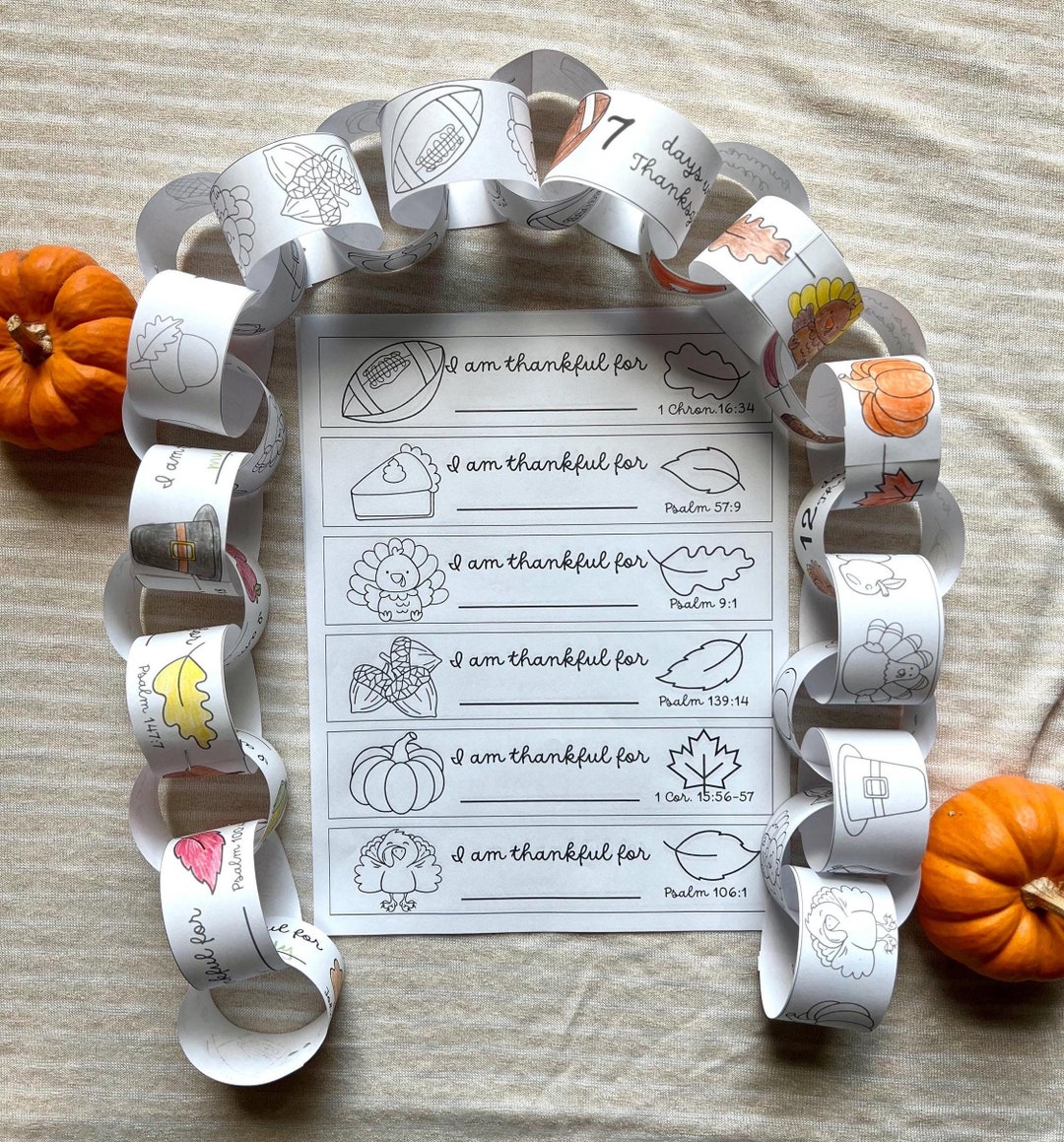 Thanksgiving Paper Chain Printable Kids Countdown Fall Calendar ...