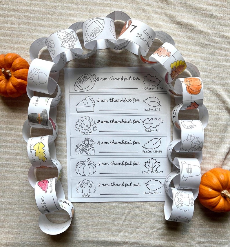 Thanksgiving Paper Chain Printable Kids Countdown Fall Calendar ...