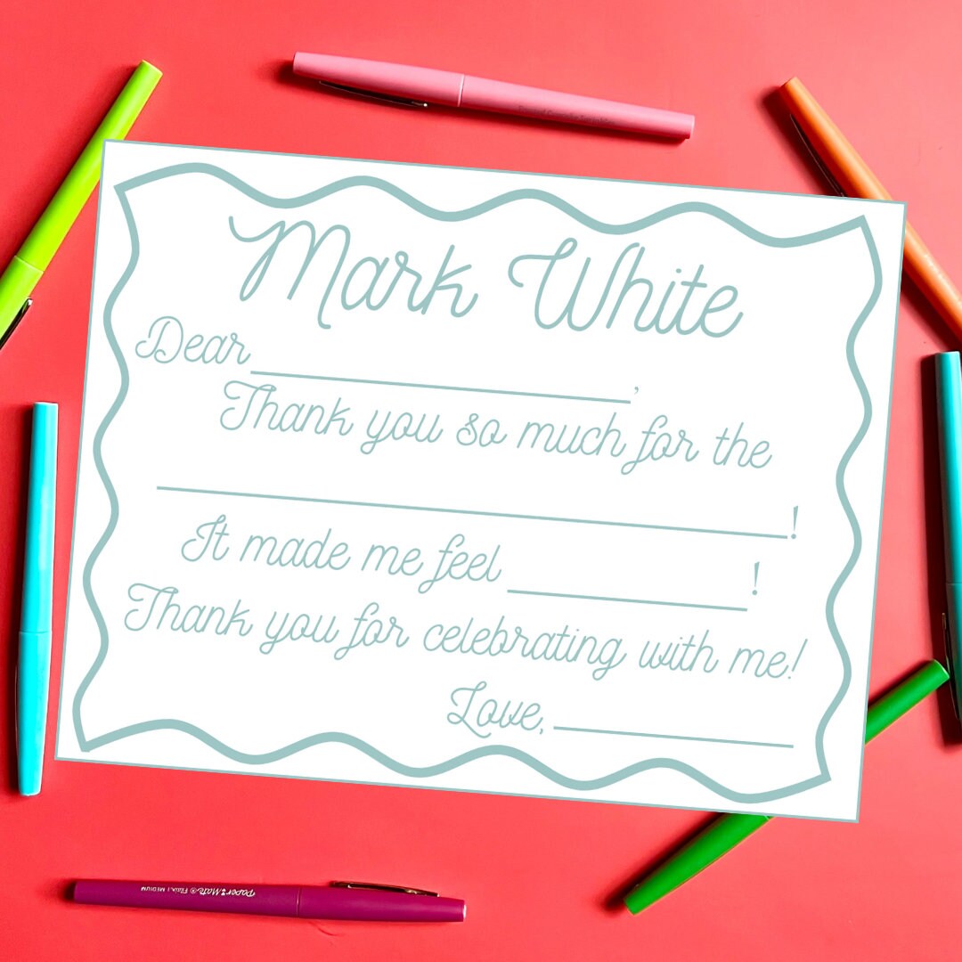 Kids Personalized Thank You Card Fill in the Blank Thank You Printable ...