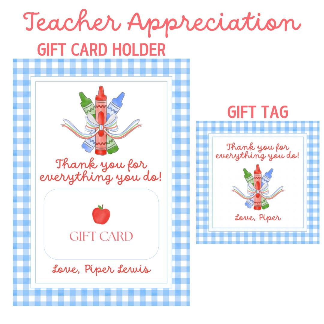 Printable Teacher Appreciation Gift Card Holder Gift Tag Teacher ...