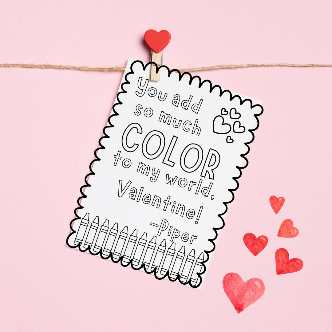 Crayon Printable Color Your Own Valentine Personalized Printable ...