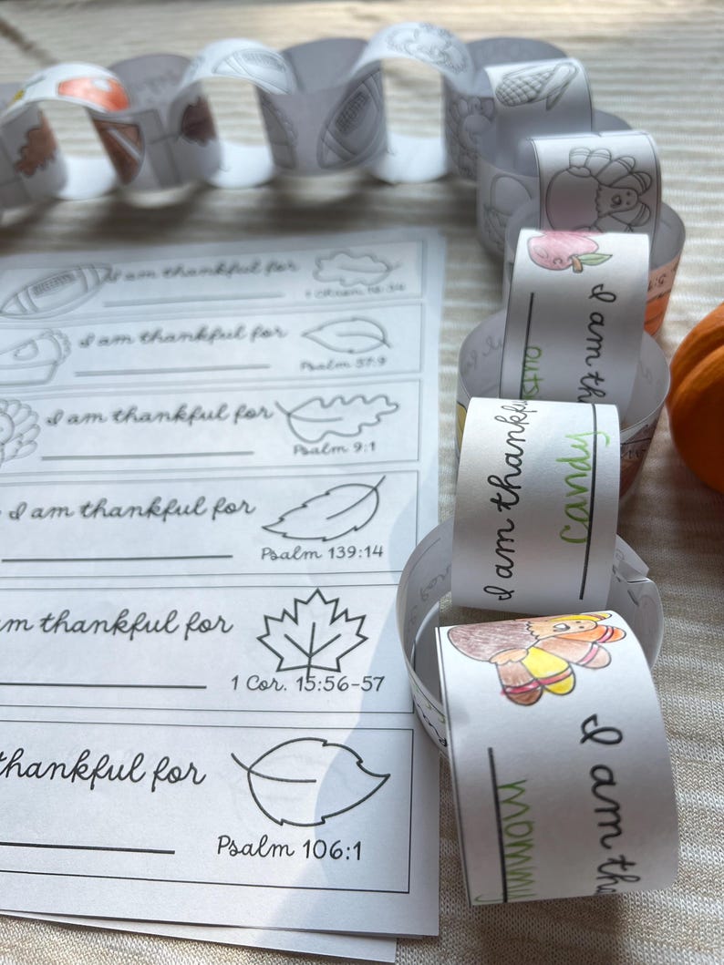 Thanksgiving Paper Chain Printable Kids Countdown Fall Calendar ...