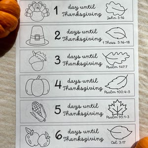 Thanksgiving Paper Chain Printable Kids Countdown Fall Calendar ...