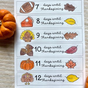 Thanksgiving Paper Chain Printable Kids Countdown Fall Calendar ...