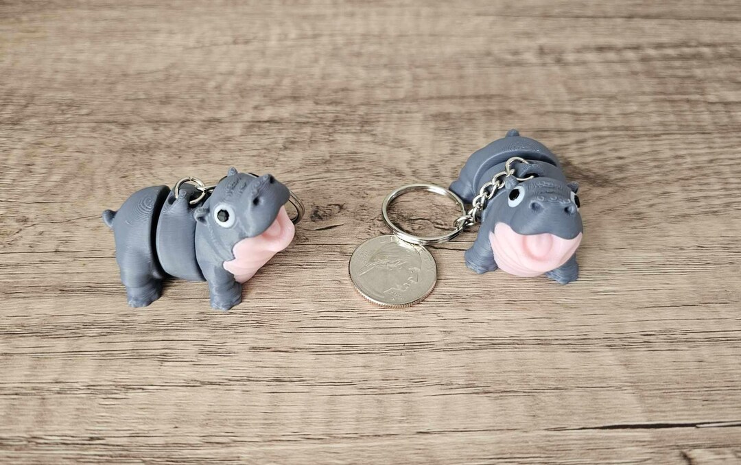 Articulated Pygmy Hippo Keychain, Moodeng Fans Moo Deng Keychain Poppy ...