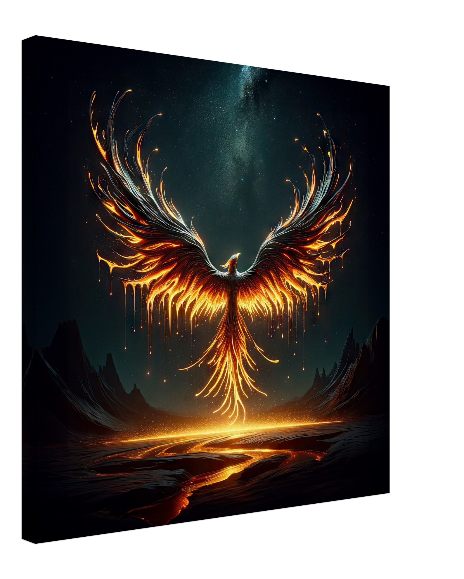 Fiery Phoenix Reborn From Molten Lava, Fantasy Wall Decor | Canvas ...