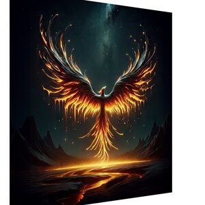 Fiery Phoenix Reborn From Molten Lava, Fantasy Wall Decor | Canvas ...