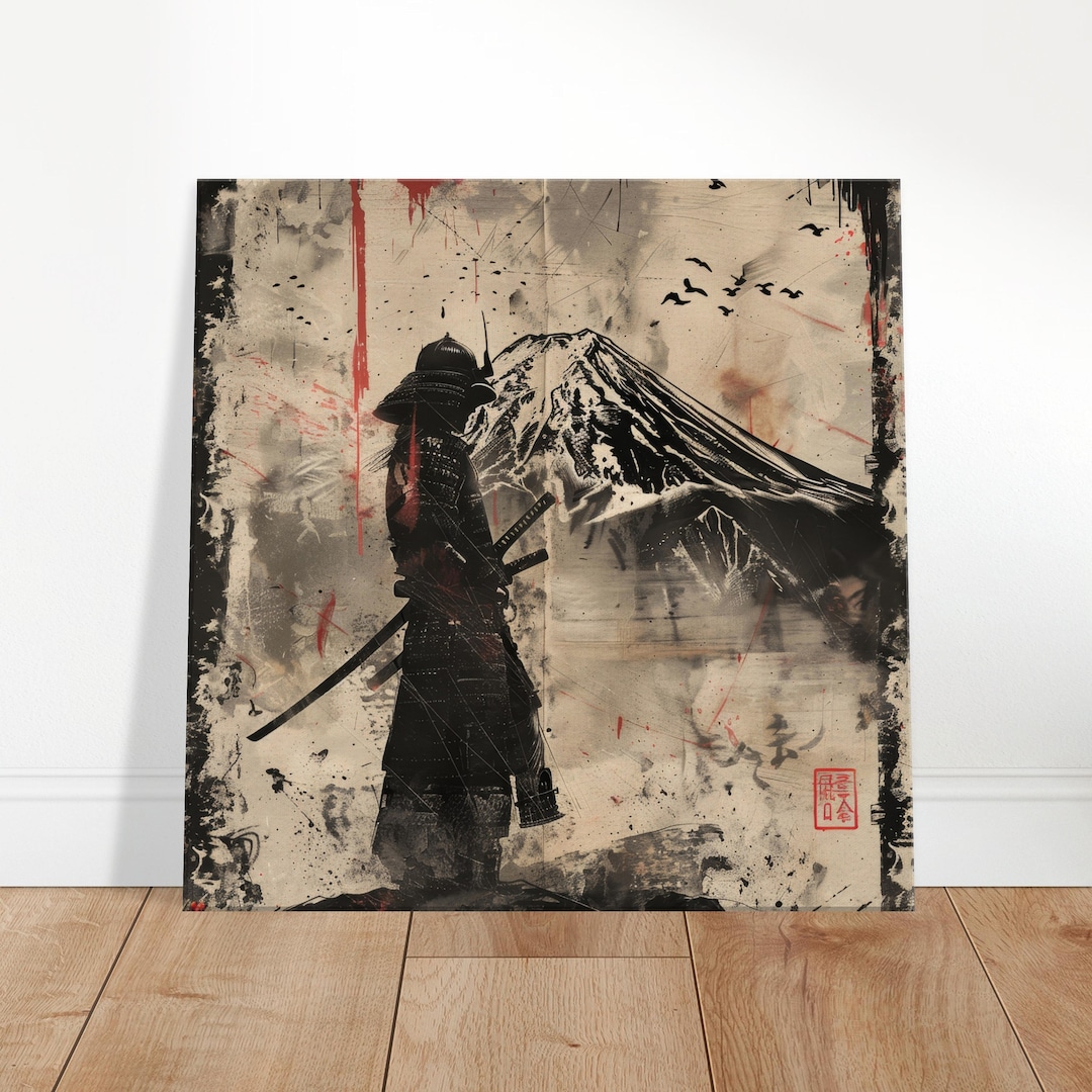 Samurai Warrior Print: Mount Fuji, Trash Polka Asian Art | Canvas ...