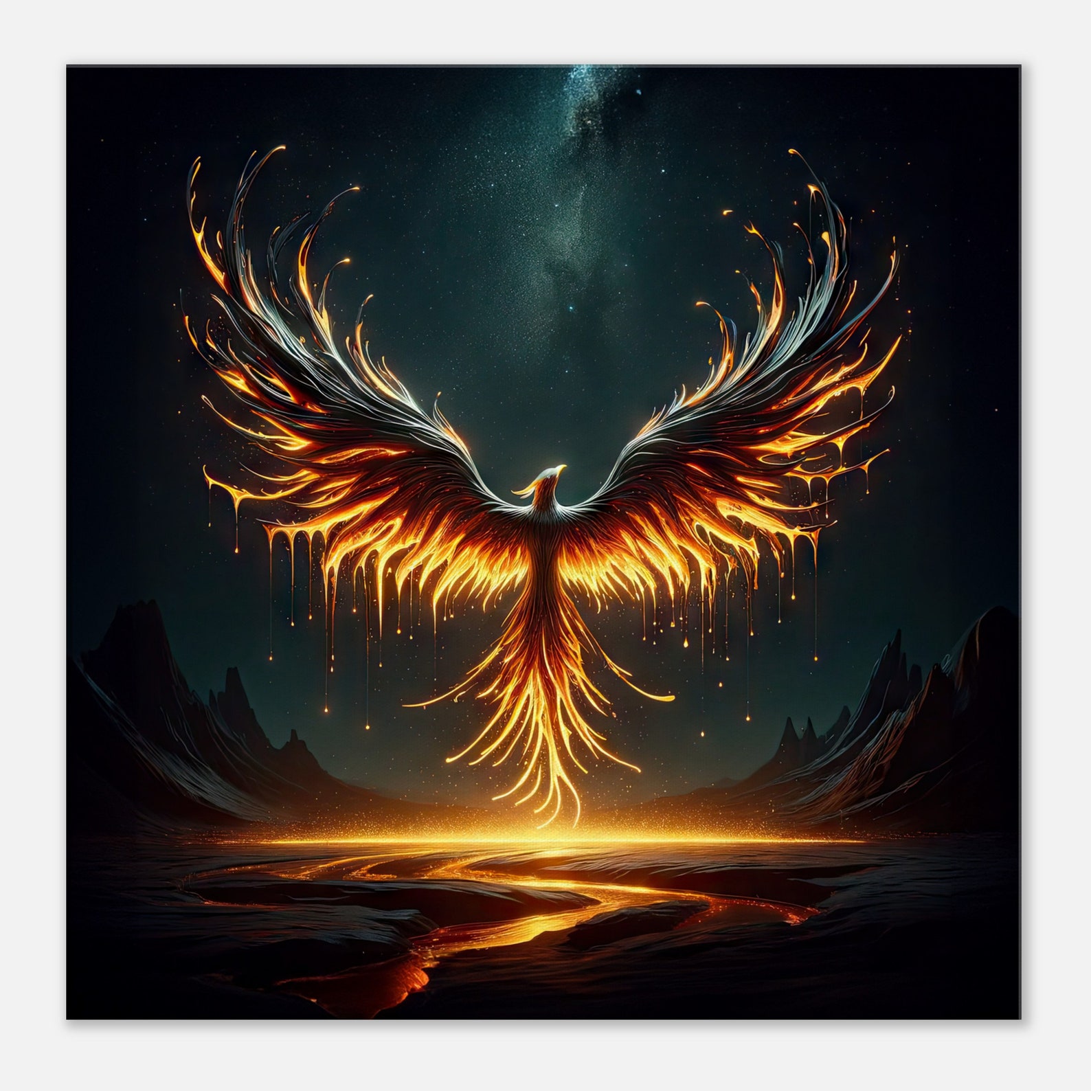 Fiery Phoenix Reborn From Molten Lava, Fantasy Wall Decor | Canvas ...