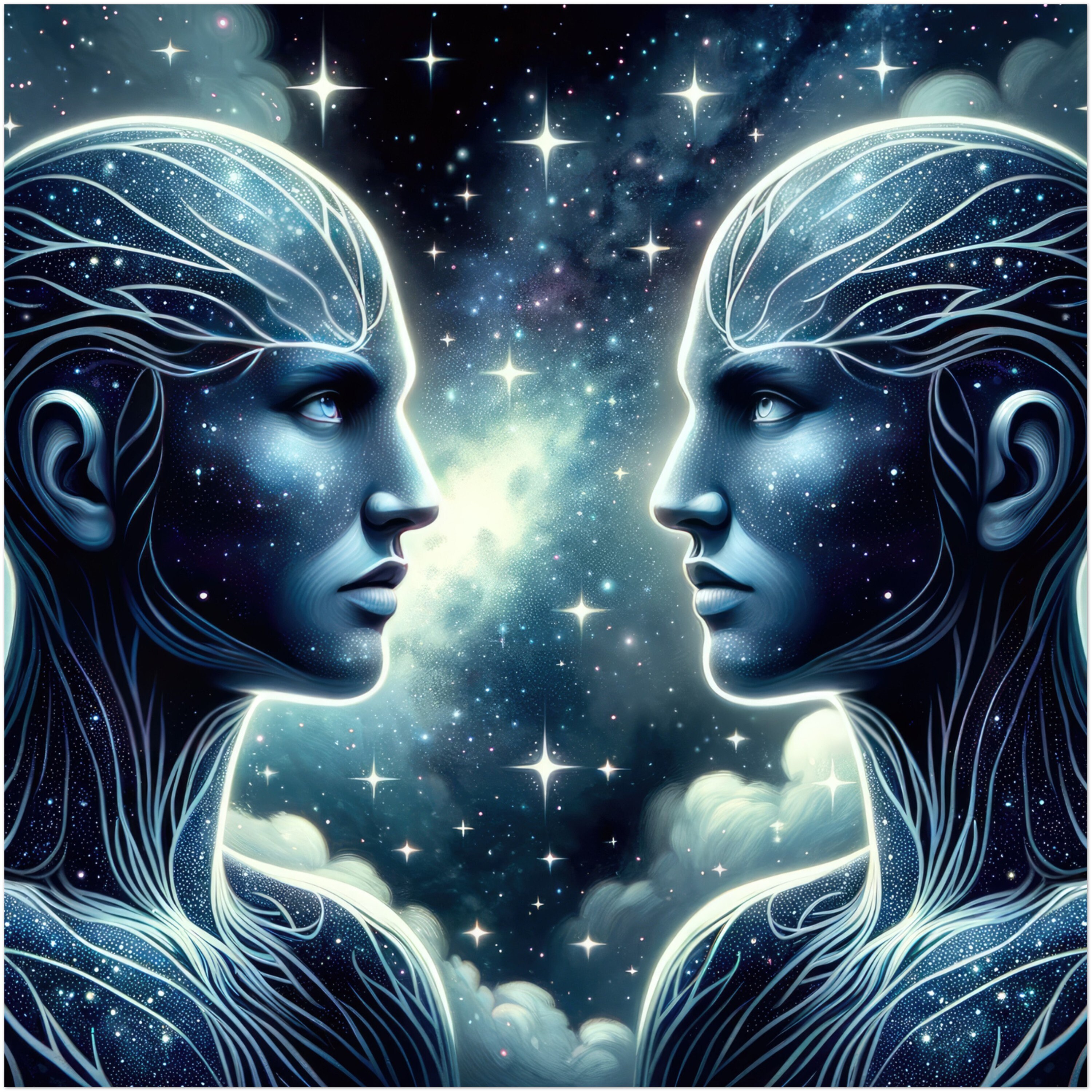 Canvas/poster Cosmic Gemini Twins Starry Sky Zodiac Art, Intellectual ...