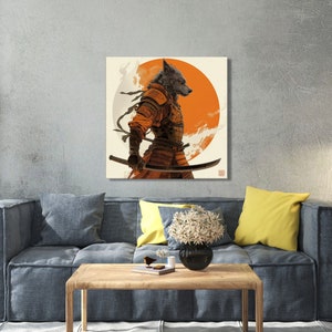 Canvas Print | Samurai Werewolf in Moonlight | Mythical Decor ...