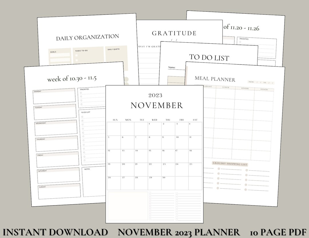 November 2023 Planner Printable PDF Instant Download - Etsy