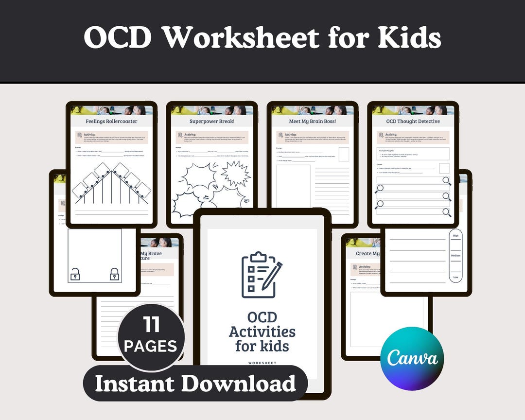 Pediatric OCD Therapy Worksheets: Digital Emotional Wellness Tools for ...