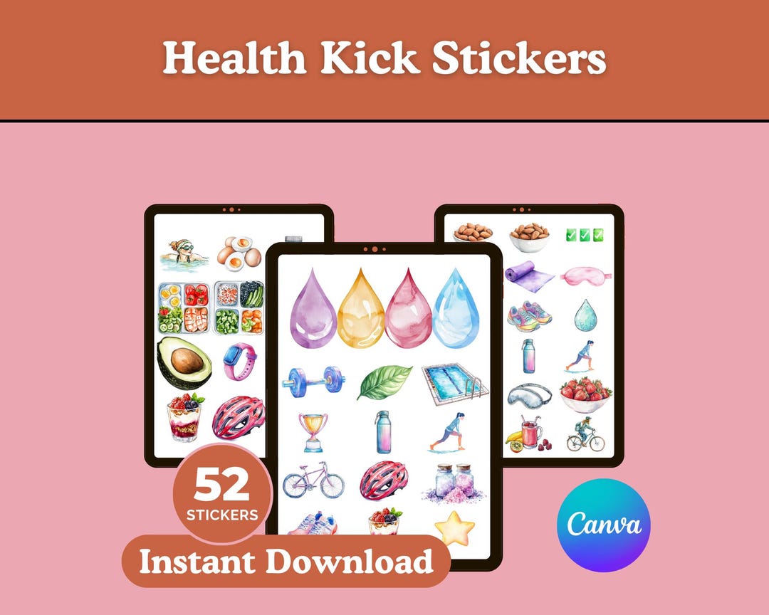 Wellness Digital Stickers: Self-care, Fitness, Health & Positivity Pack ...