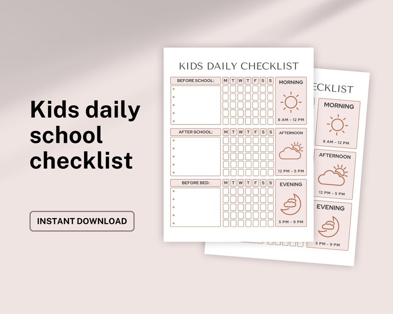 Editable Kids Routine Organizer Template, Digital School Planning - Etsy