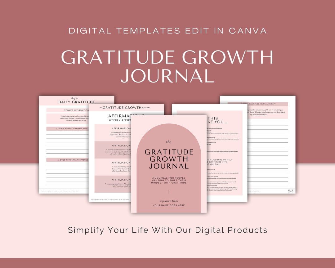 Growth Mindset Journal, Canva Gratitude Journal, Daily Gratitude ...