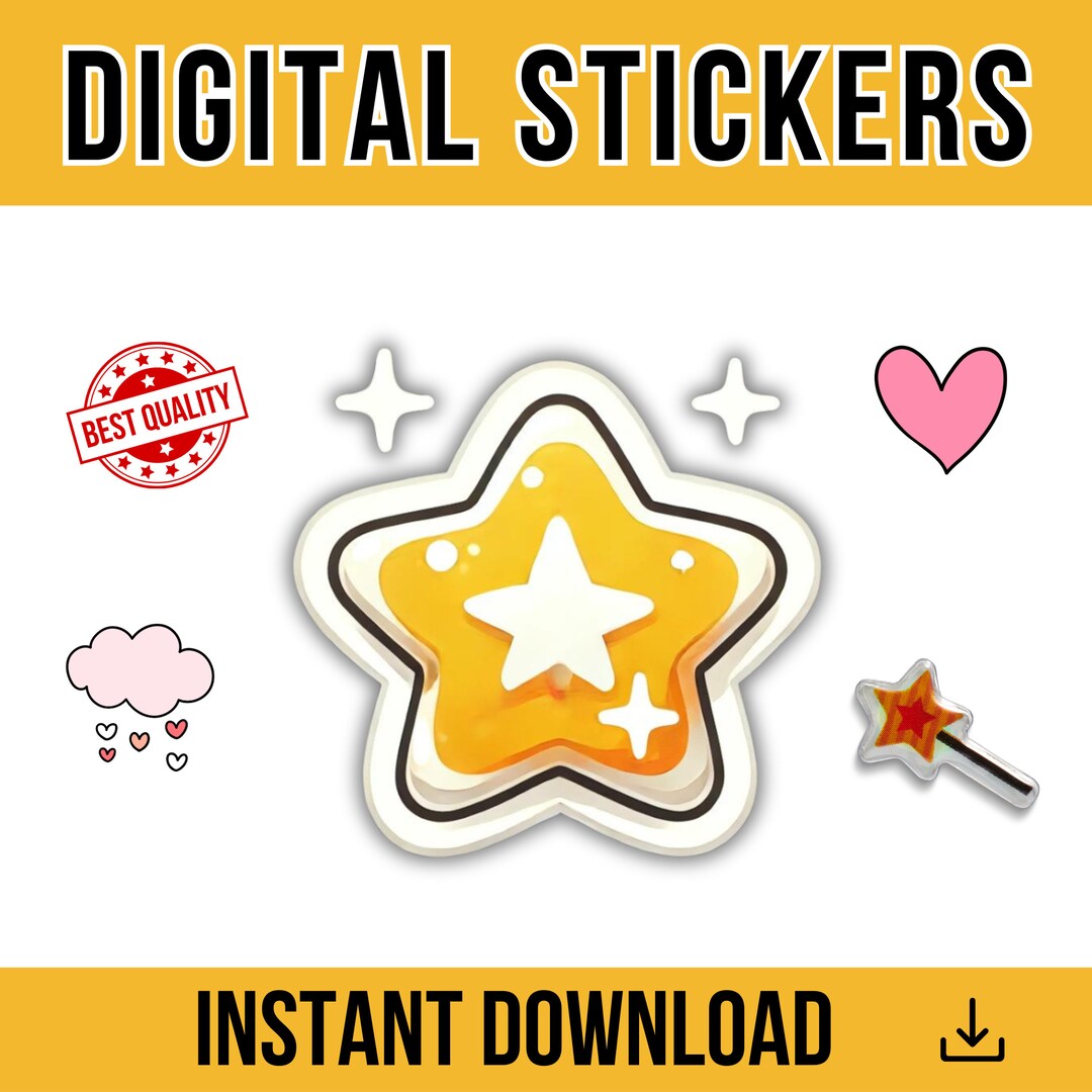 Star Sticker, Tiny Star Stickers, Digital Sticker for Kids, Die Cut ...