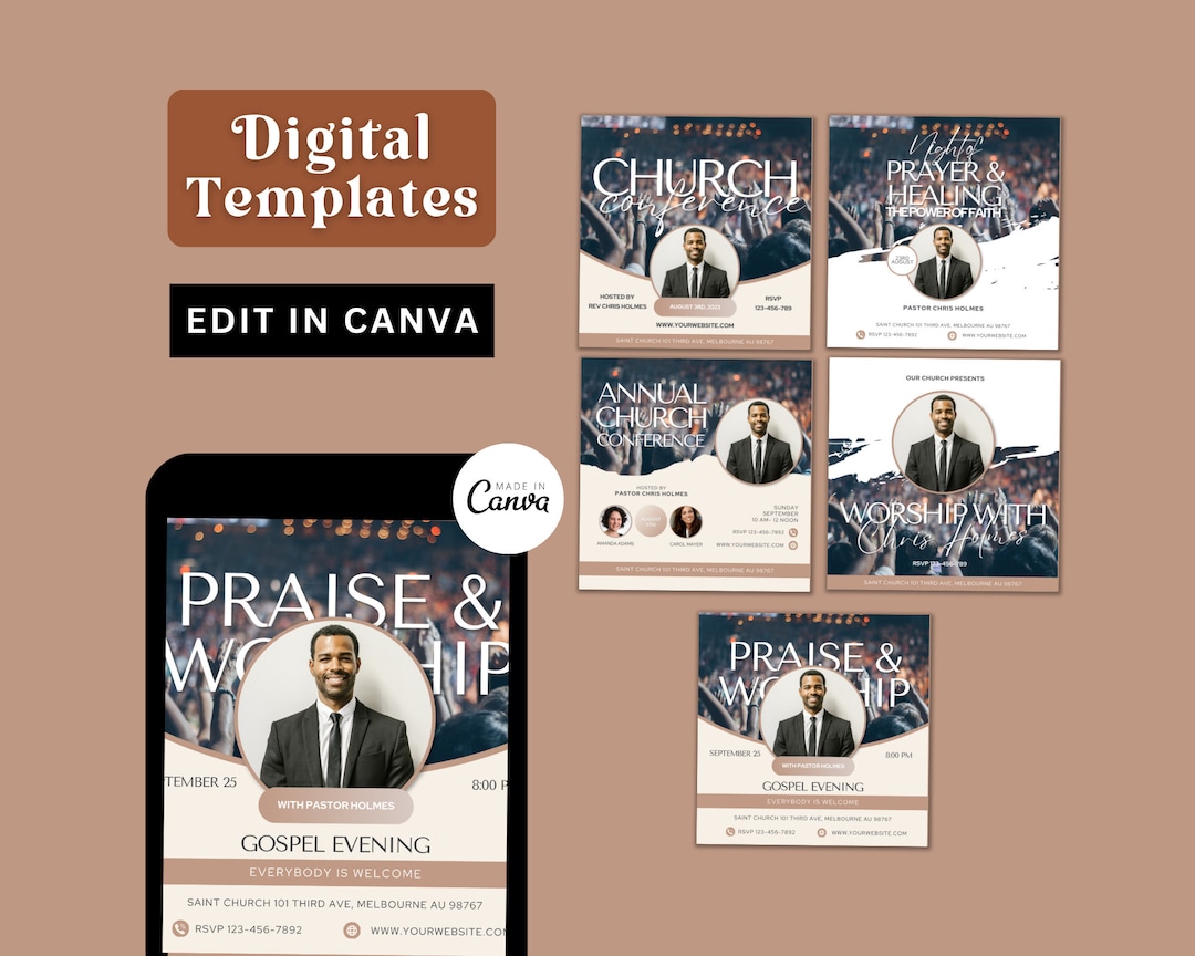 Customizable Church & Conference Program Template for Canva: Event ...