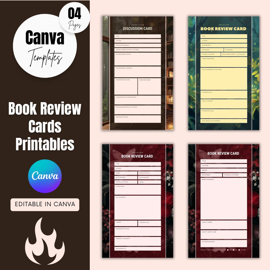 Printable Book Club Discussion Cards: Literary Review Questions for ...