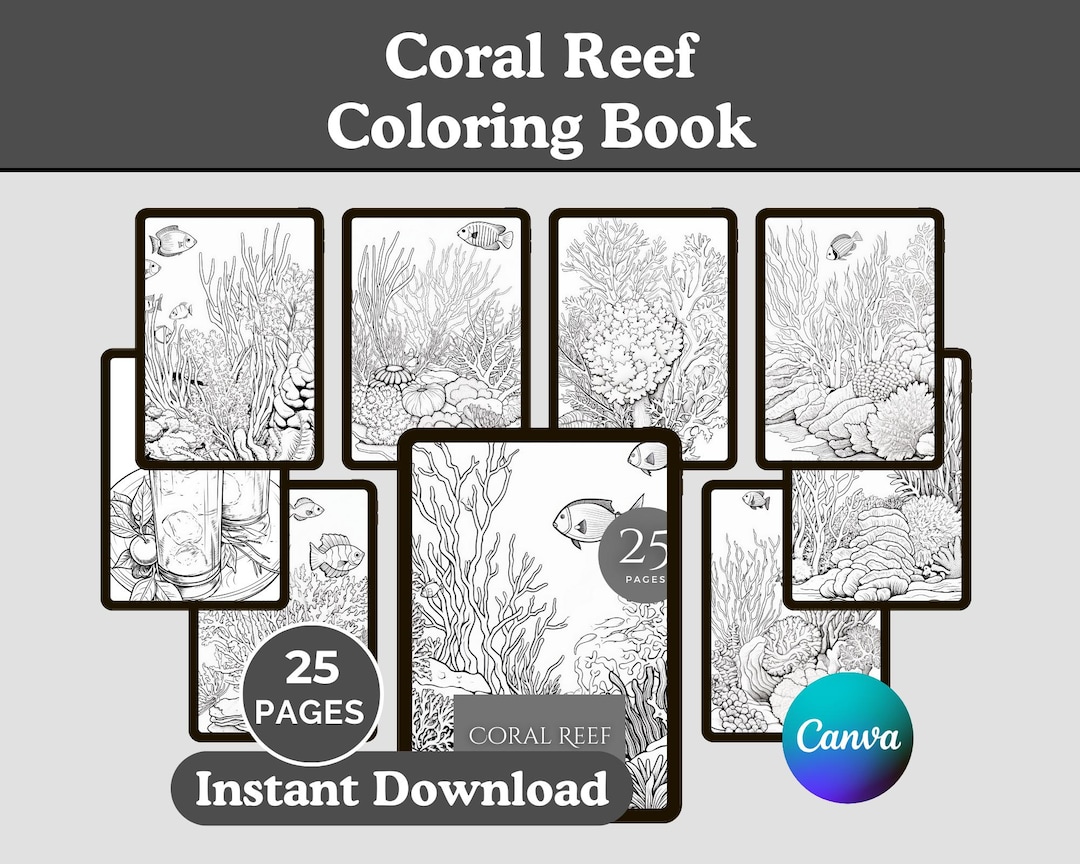 Coral Reef Coloring Book, Sea Creature Coloring Pages, Fish Coloring ...