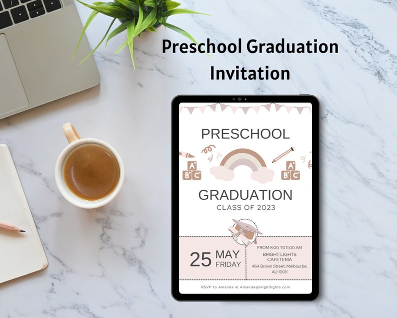 Preschool Graduation Invitation, Grad Party Invite, Preschool Program ...