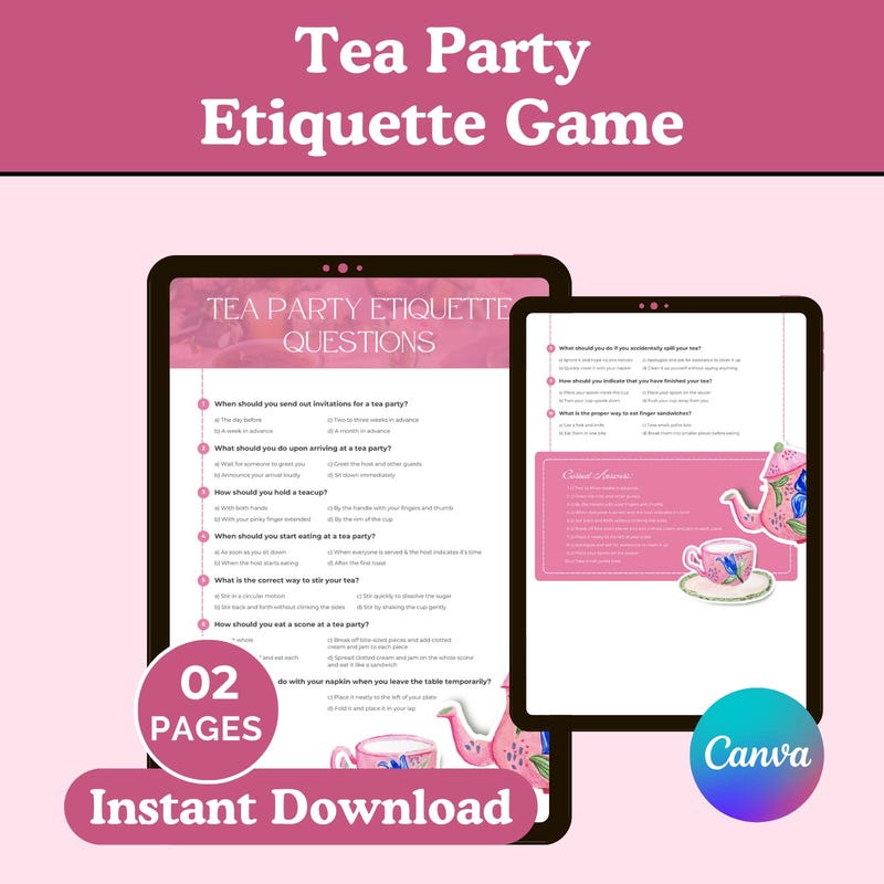 Tea Party Etiquette Game - Etsy